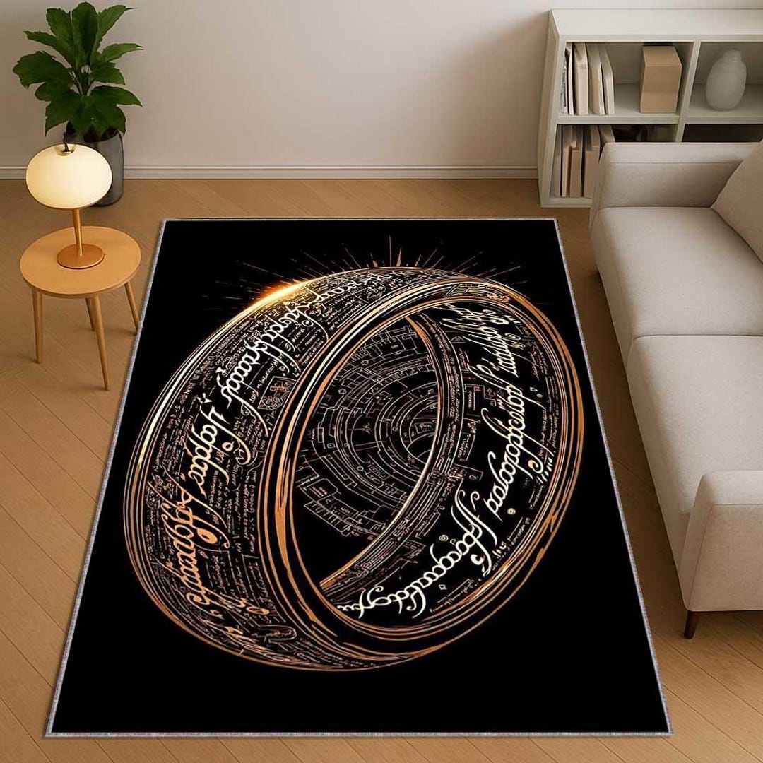 Lord of the Rings Ring Inspired Rug, One Ring Elvish Script Carpet ...
