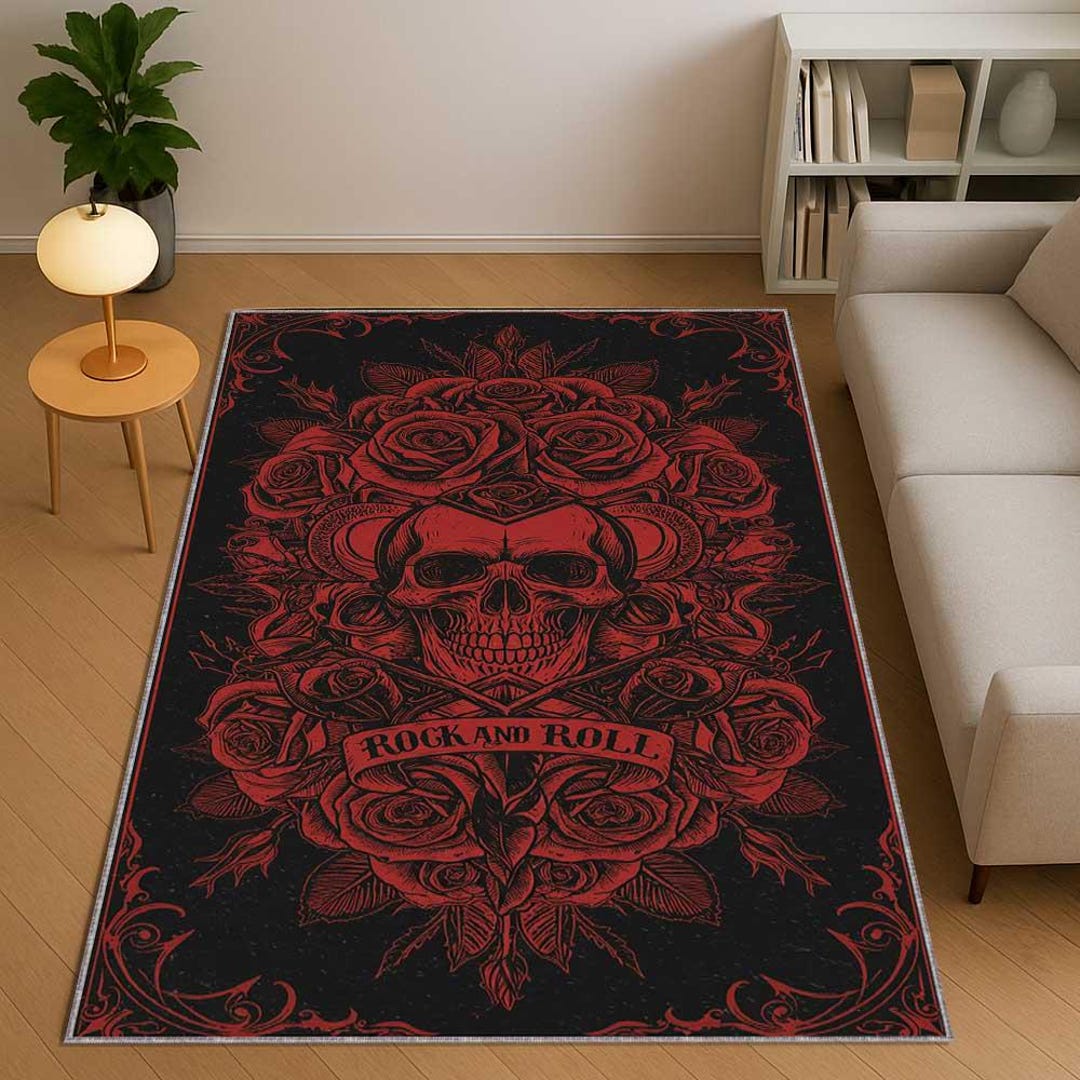 Hard Rock Band Rug, Electric Guitar Carpet, Music Lover Decor, Washable ...