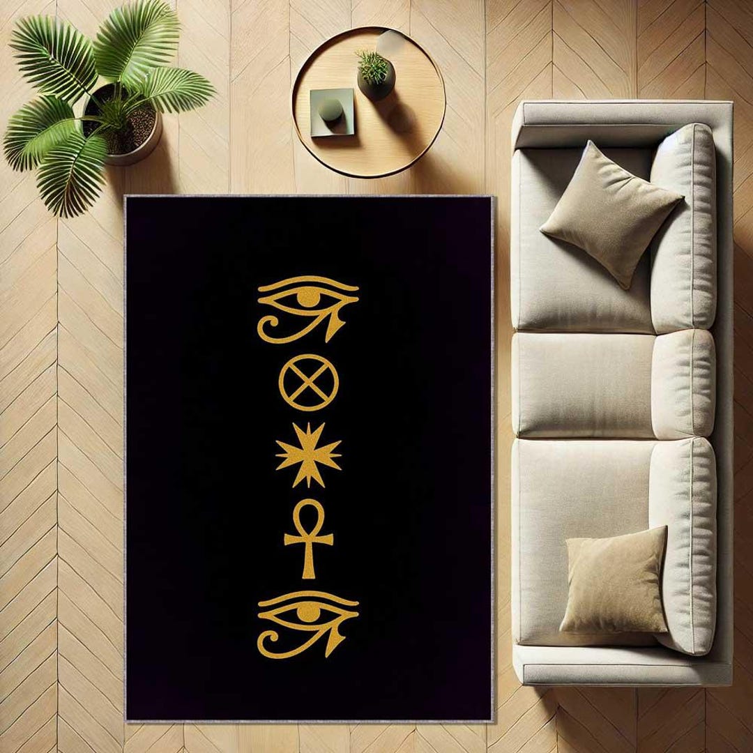 Ancient Egyptian Area Rug, Ankh Symbol Rug, Historical Mythology Carpet ...