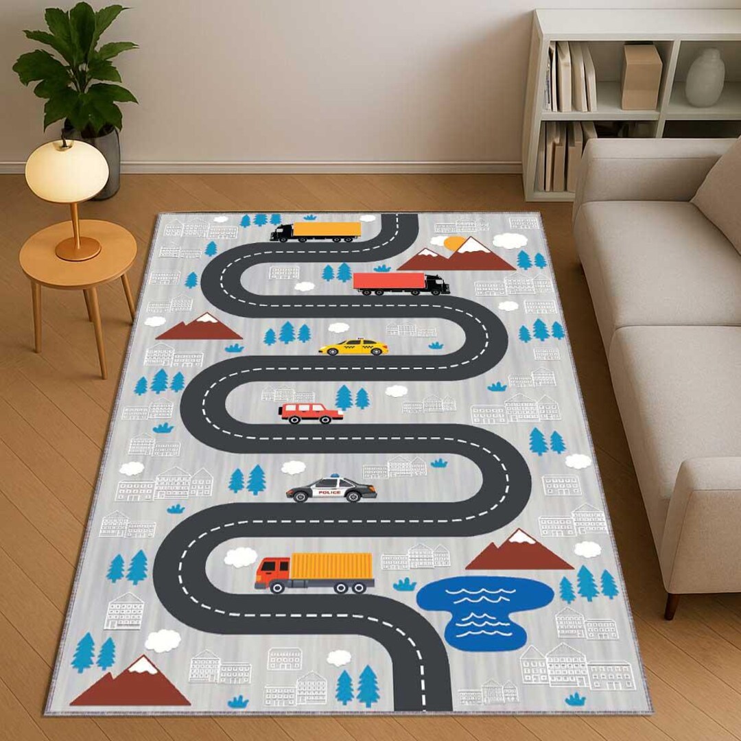 Kids Road Map, Montessori Learning Carpet, Toddler Play Mat With Cars ...