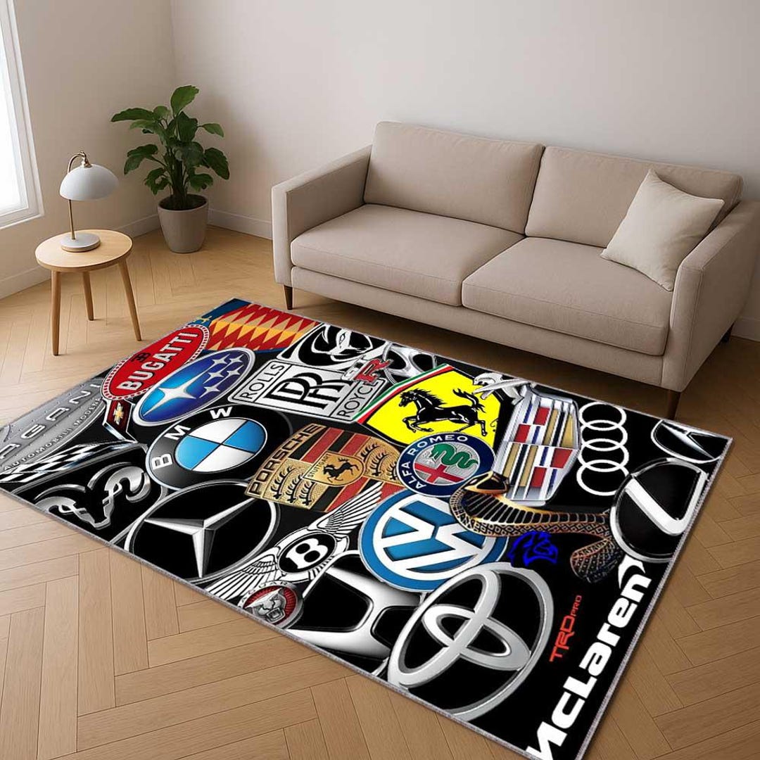 JDM Street Racing Area Rug, Car Company Collage Rug, Motorsport Racing ...