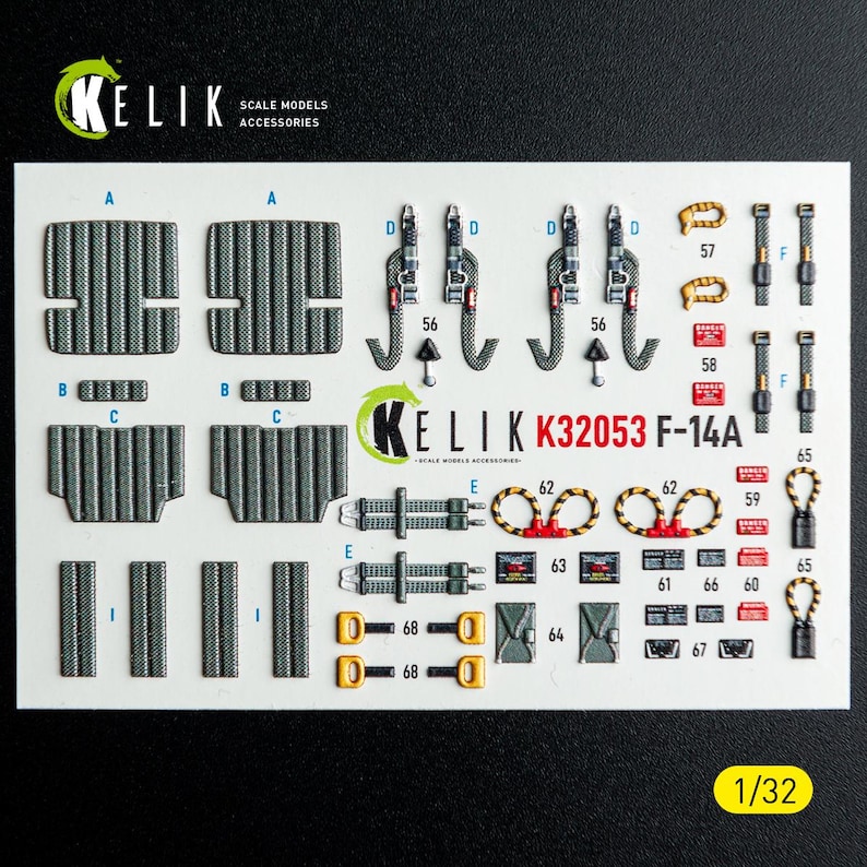 F-14A - Interior 3D Decals for Tamiya Kit 1/32 Scale Model Detailing ...
