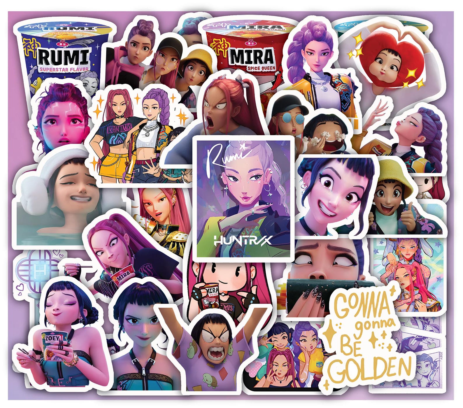 Set 30 Huntrix Stickers Sheet – Kpop Demon Hunter Vinyl Decals for ...