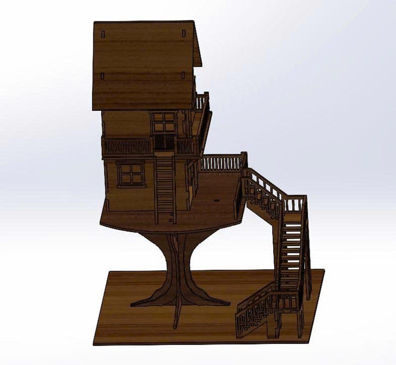 Treehouse Wooden Model – Laser Cut Files (SVG, DXF, DWG, LBRN2) Size ...