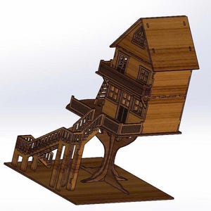 Treehouse Wooden Model – Laser Cut Files (SVG, DXF, DWG, LBRN2) Size ...