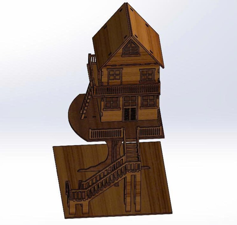Treehouse Wooden Model – Laser Cut Files (SVG, DXF, DWG, LBRN2) Size ...