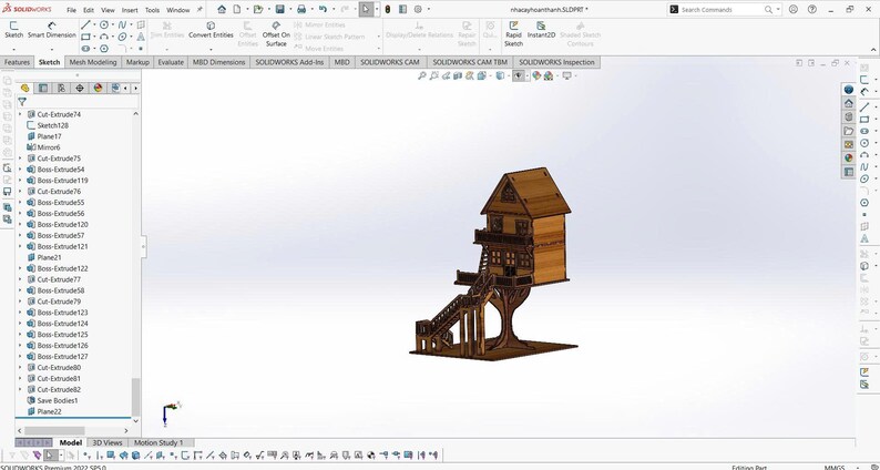 Treehouse Wooden Model – Laser Cut Files (SVG, DXF, DWG, LBRN2) Size ...