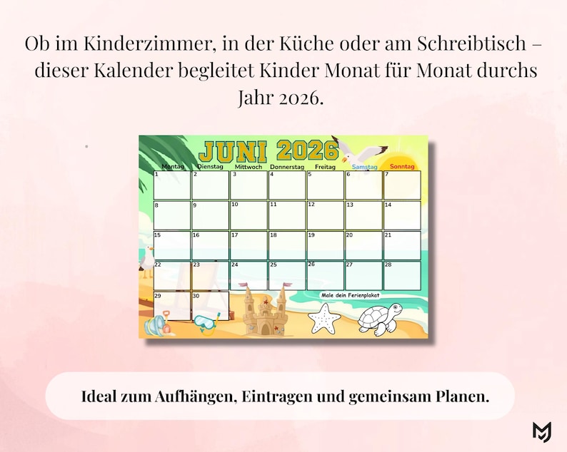 Printable Children's Calendar 2026 | A4 & A3 | With Coloring and ...