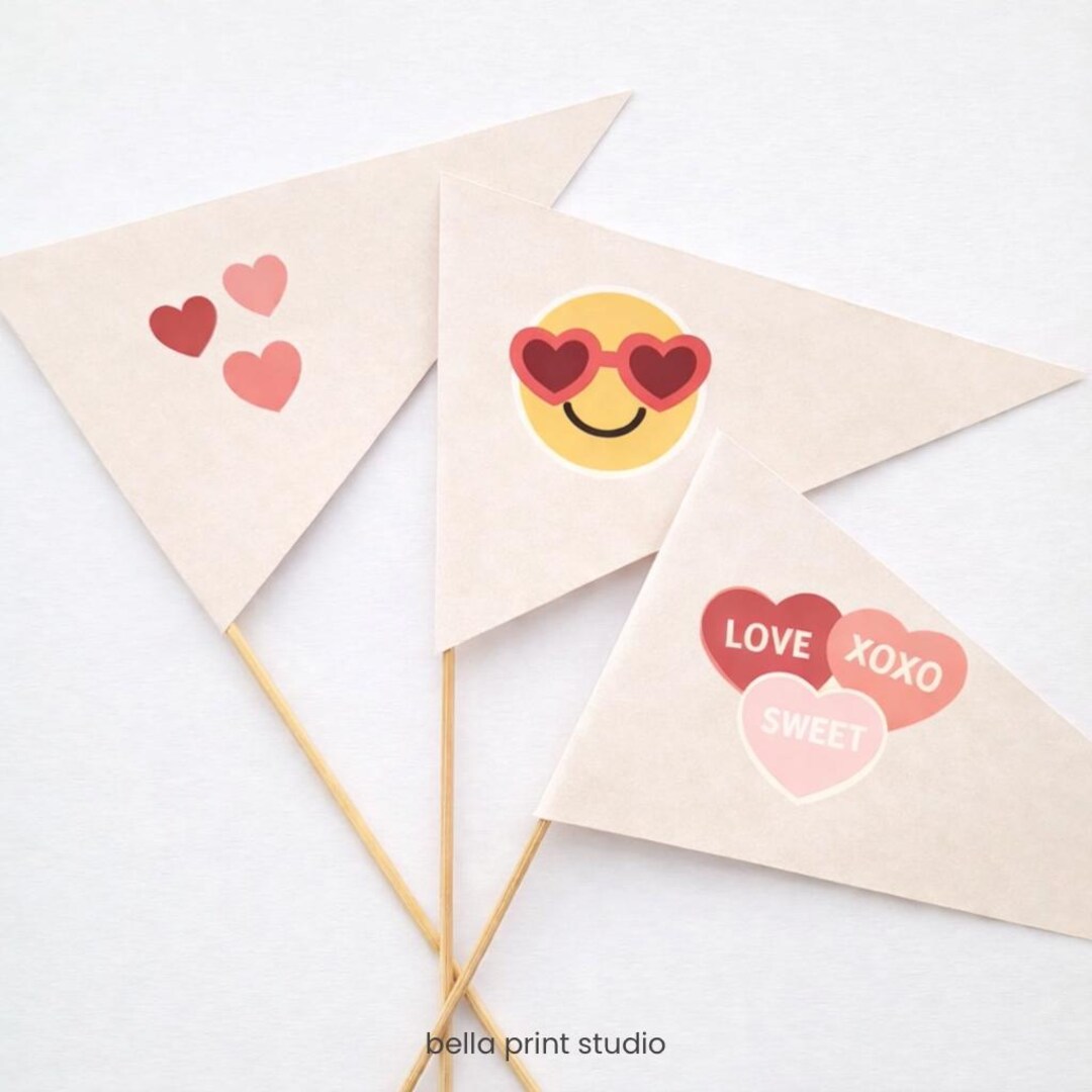 Valentine's Pennant Flags Printable: DIY Valentine Flag Set, Neutral ...