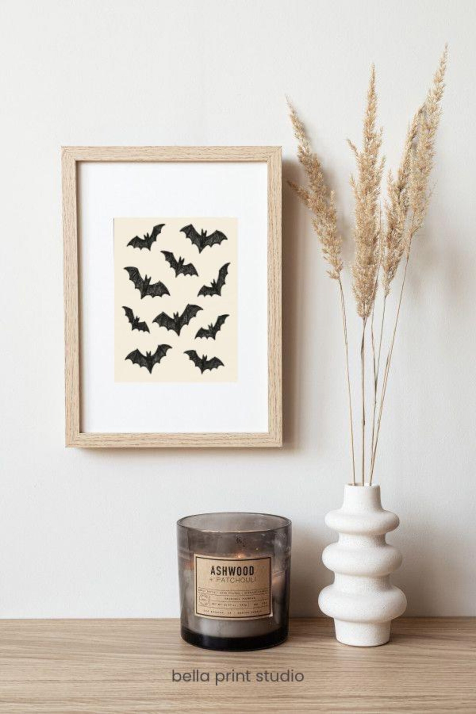 Halloween Bat Print: Spooky Minimal Wall Art, Vintage Style Bat Sketch ...