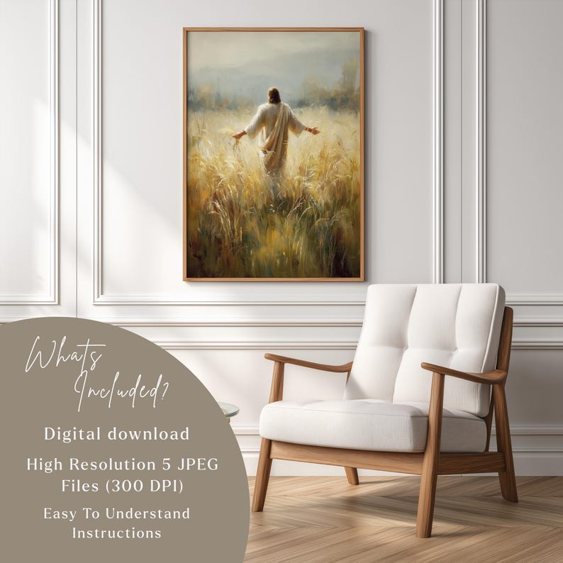 Jesus in the Wheat Field Wall Art – Christ Walks Among the Harvest ...
