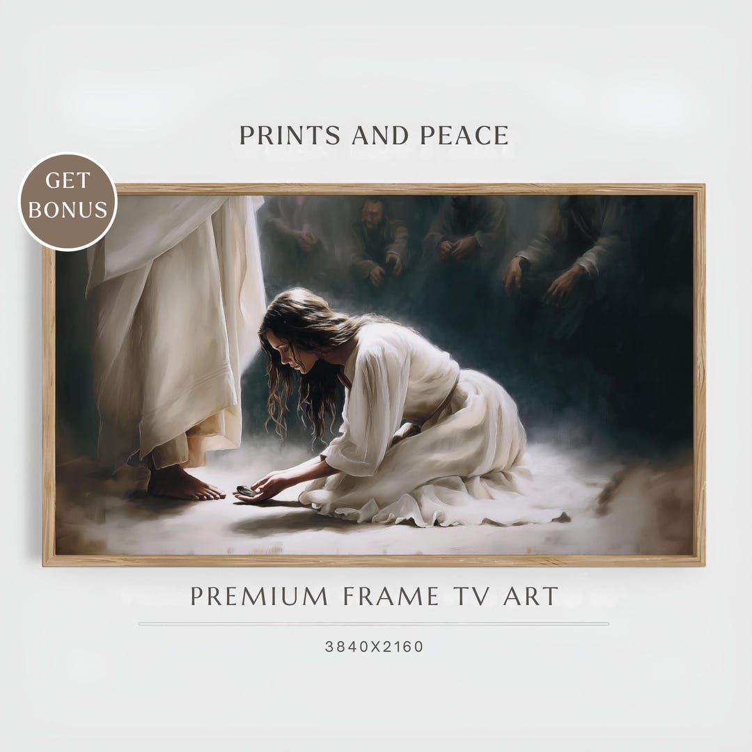Frame TV Art Woman Caught in Adultery, Jesus Saves Woman, Neither Do I ...