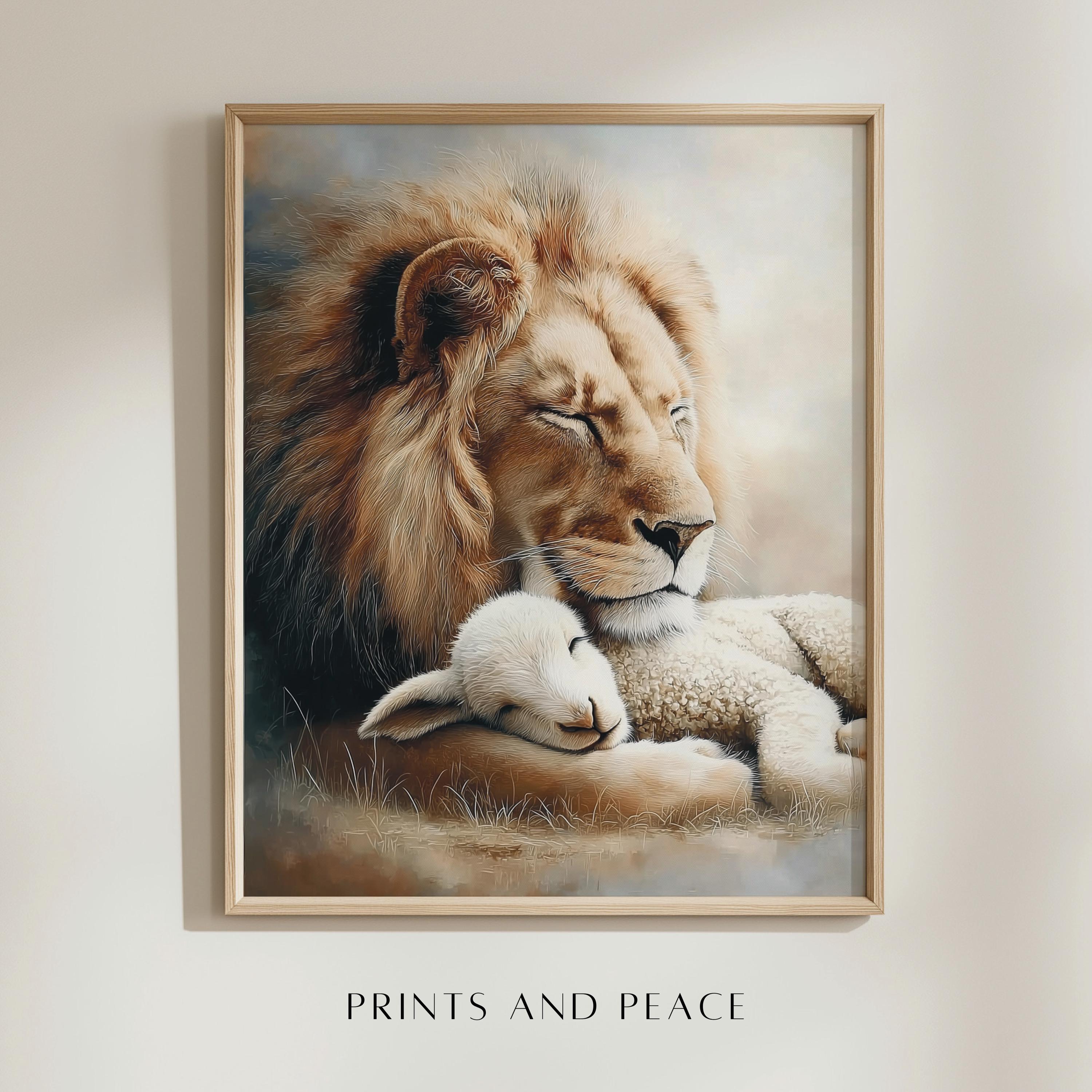 The Lion and the Lamb, Christian Wall Art, Lion, Lamb, Christ, Jesus ...