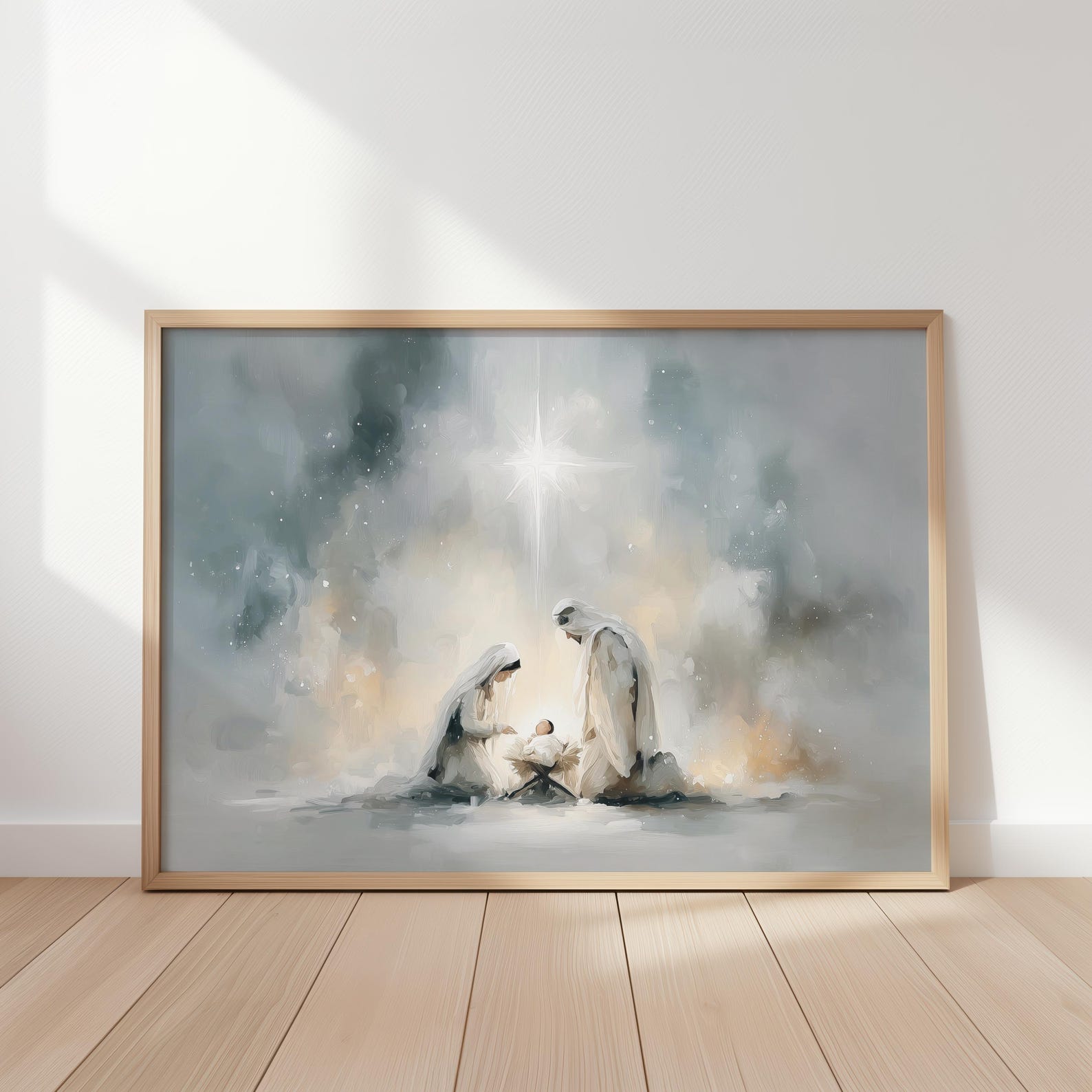 Light of the World – Abstract Nativity Scene Oil Painting, Holy Family ...