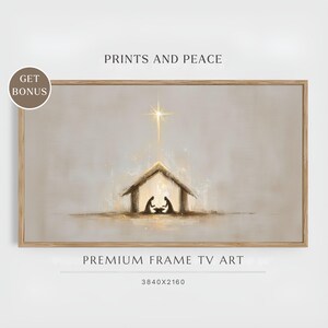 Frame TV Art Nativity Scene - Minimal Nativity Guiding Star, Christian ...