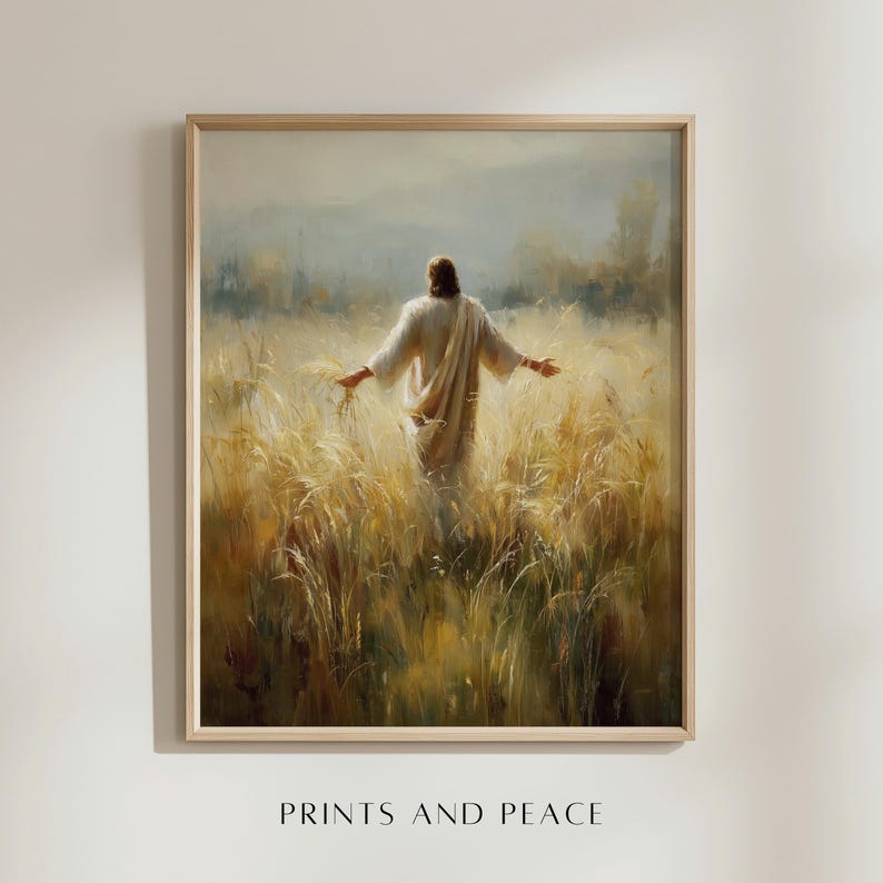 Jesus in the Wheat Field Wall Art – Christ Walks Among the Harvest ...