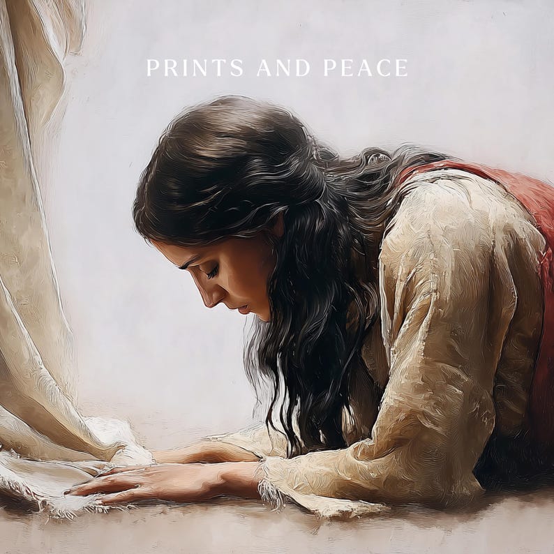 Touching Hem of Jesus Garment - Faith Made Her Whole, Christian Wall ...