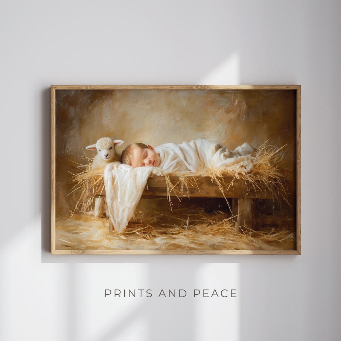 Holy Night - Birth of Baby Jesus, Nativity Scene Oil Painting ...