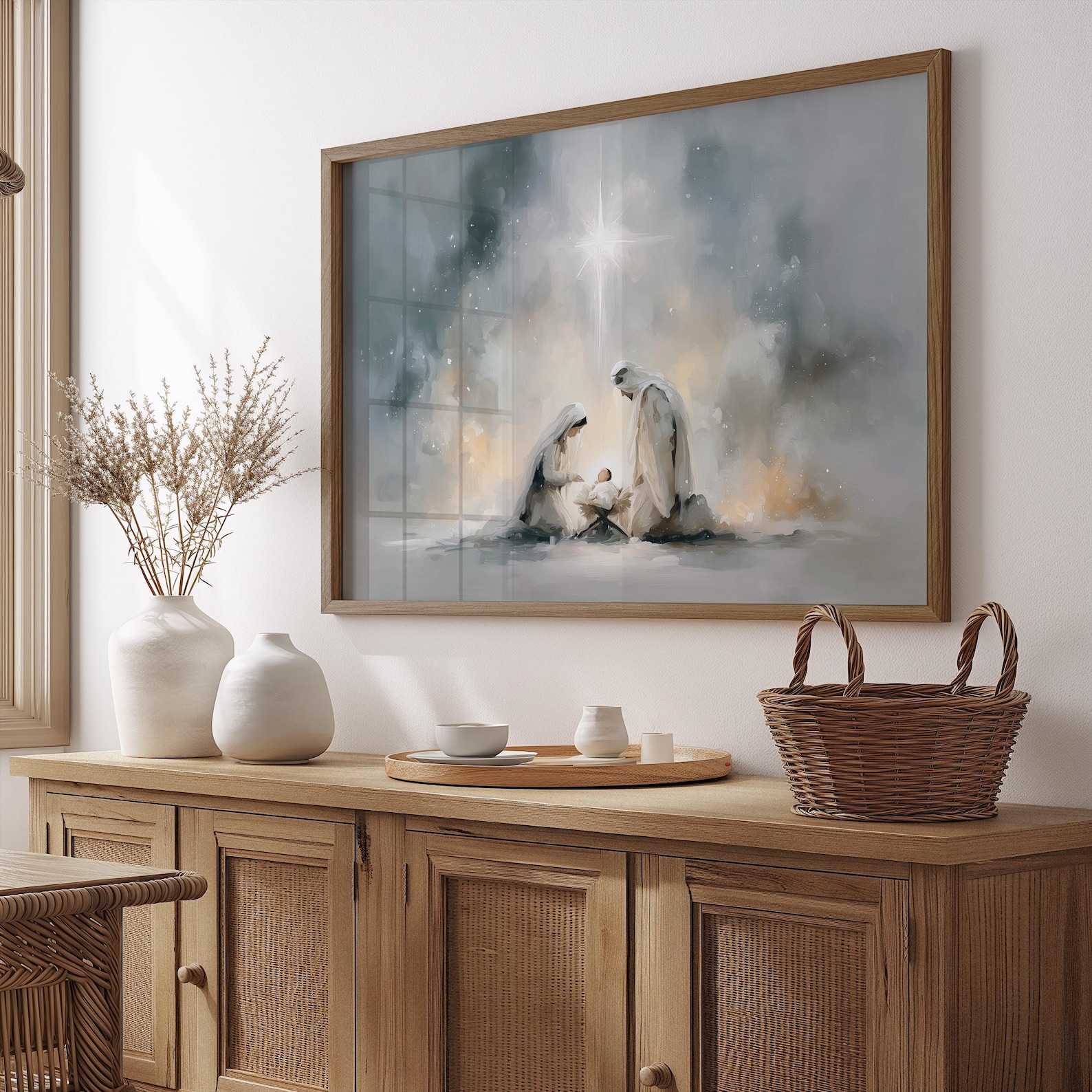 Light of the World – Abstract Nativity Scene Oil Painting, Holy Family ...