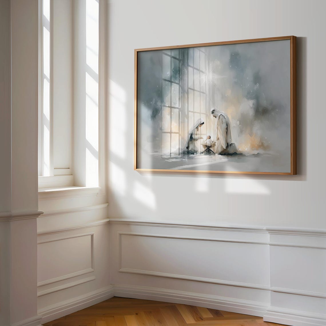 Light of the World – Abstract Nativity Scene Oil Painting, Holy Family ...