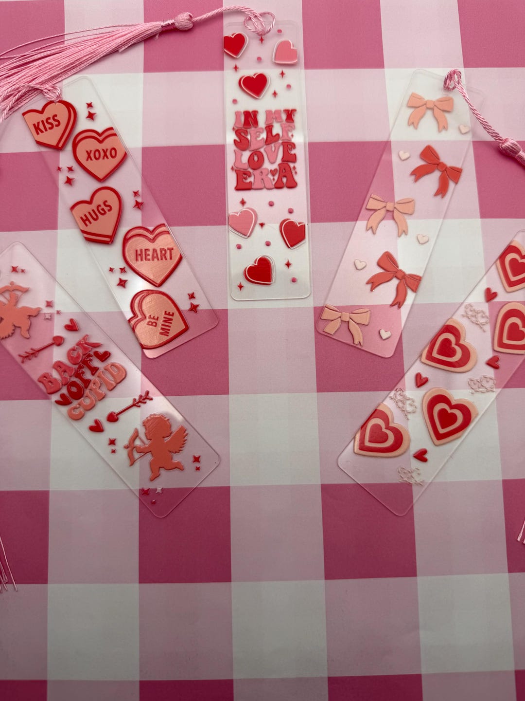 Valentine Acrylic Bookmarks With Pink Tassel - Etsy