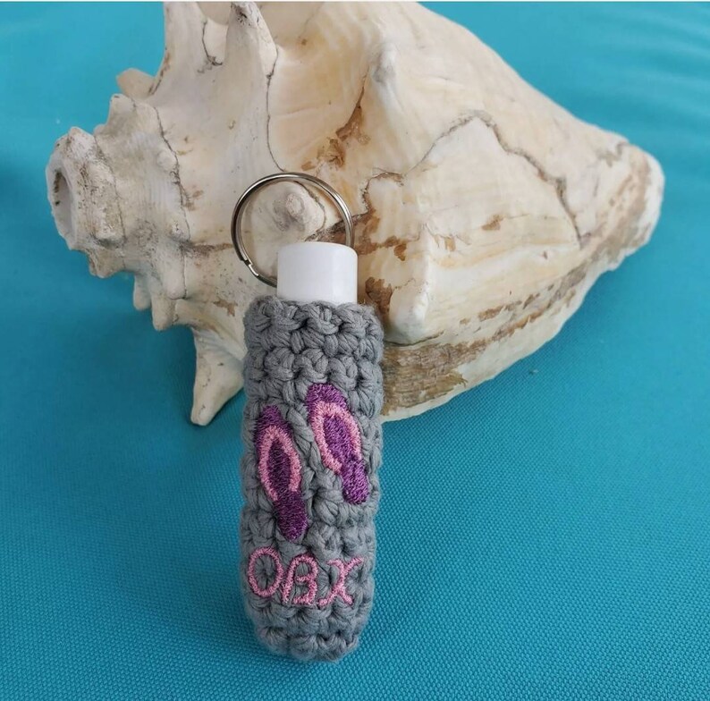 Chapstick Holder Cozy Key Chain Embroidered OBX Flip Flops - Etsy