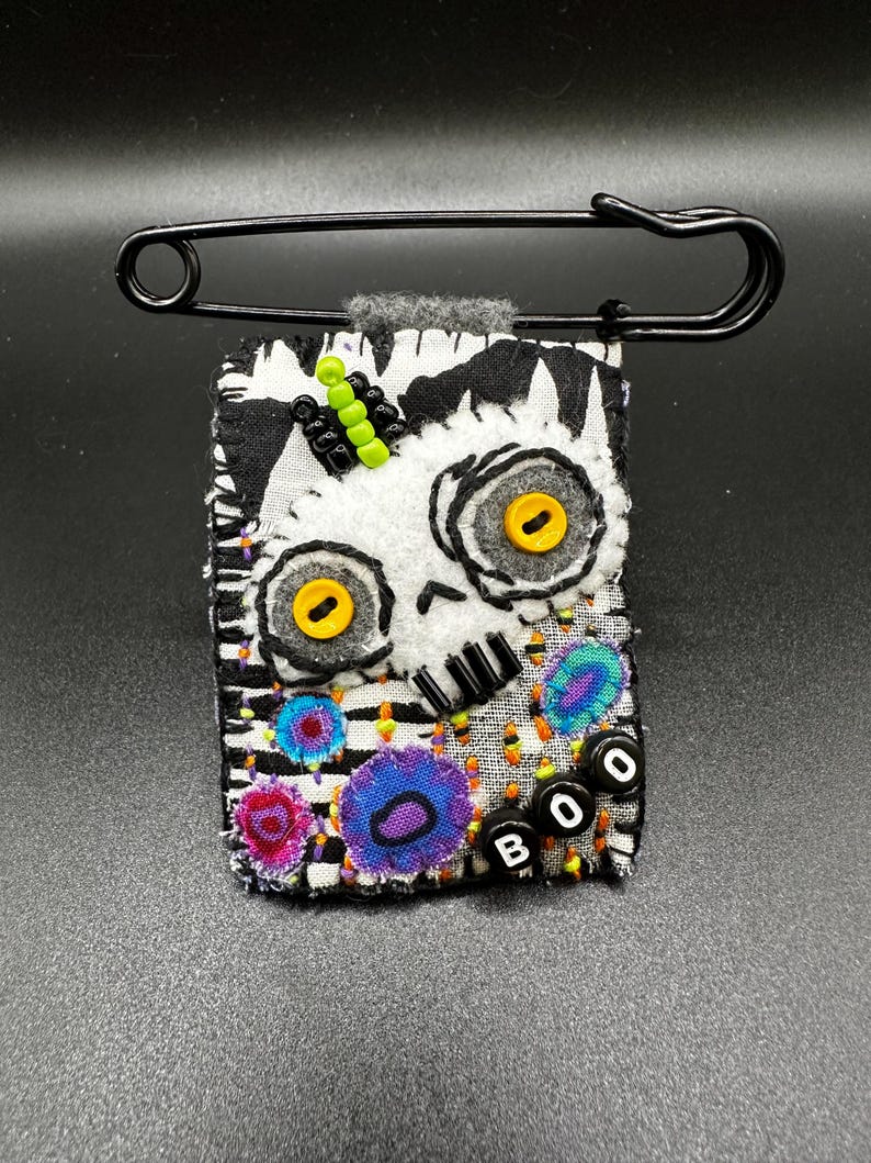 Handmade Halloween Skeleton Pin: Creepy Cute Boho Brooch - Etsy