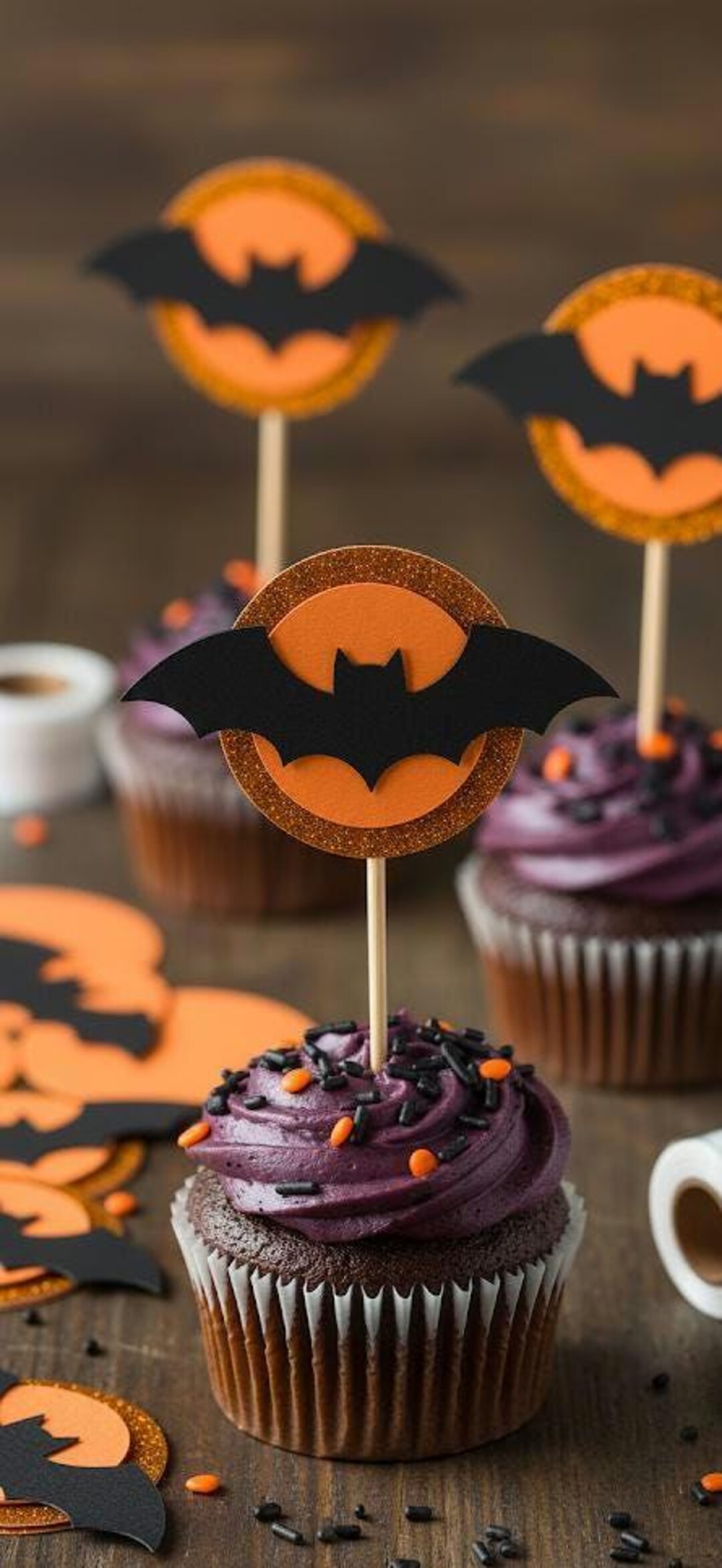 Halloween Bat Cupcake Toppers - Etsy