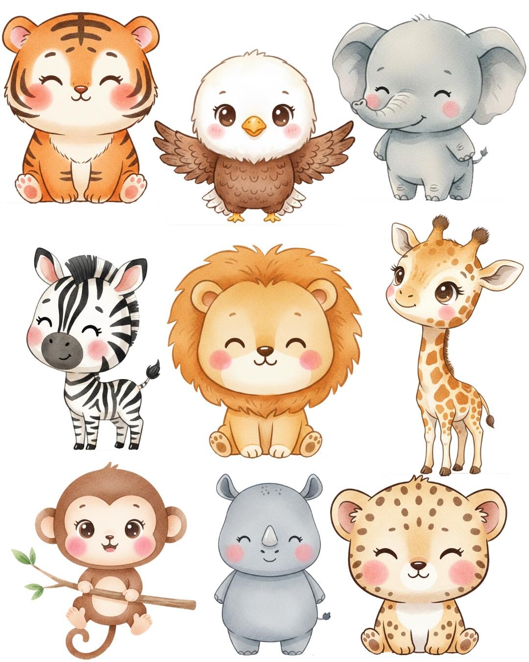 9 Safari Animals Clipart - Etsy