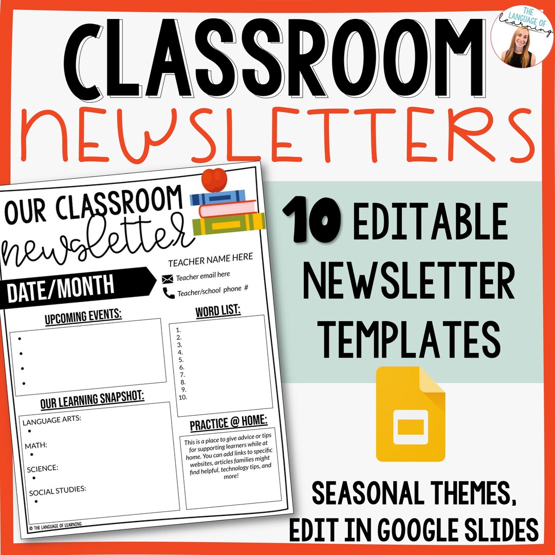 Editable Classroom Newsletters, Editable Google Slides Templates, 10 ...