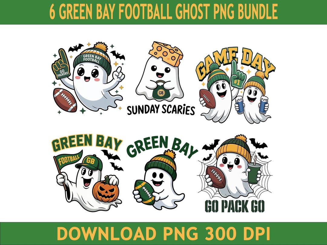 Vintage Green Bay Football Ghost PNG, Halloween Packers PNG, Game Day ...