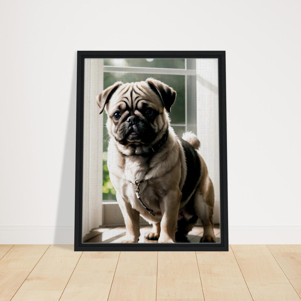 Custom Pug Portrait Wall Art | Personalized Dog Photo Artwork | Framed ...