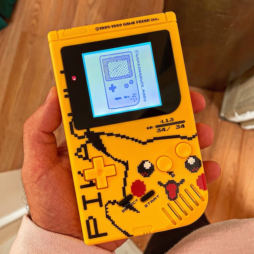Custom Backlit Gameboy Pokémon Pikachu Modded Bivert Nintendo Game Boy ...