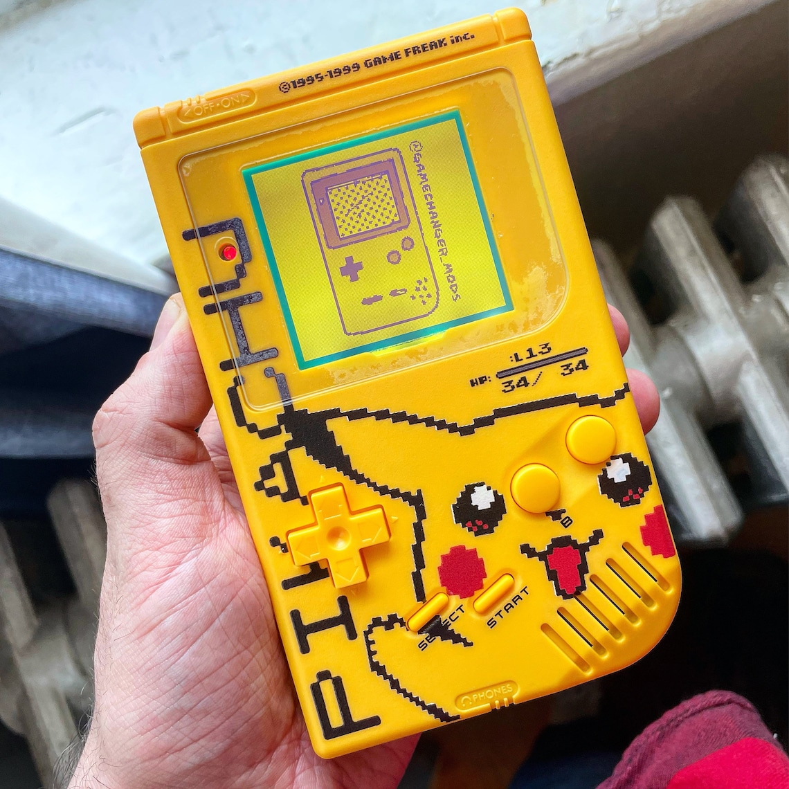 Custom backlit Gameboy Pokémon pikachu modded bivert Nintendo | Etsy