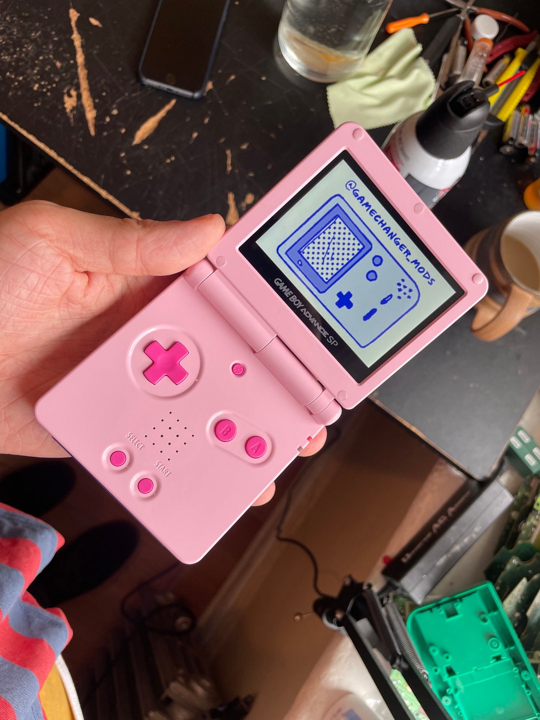 Custom GBASP IPS Modded Gameboy Advance SP - Backlit Screen With New ...