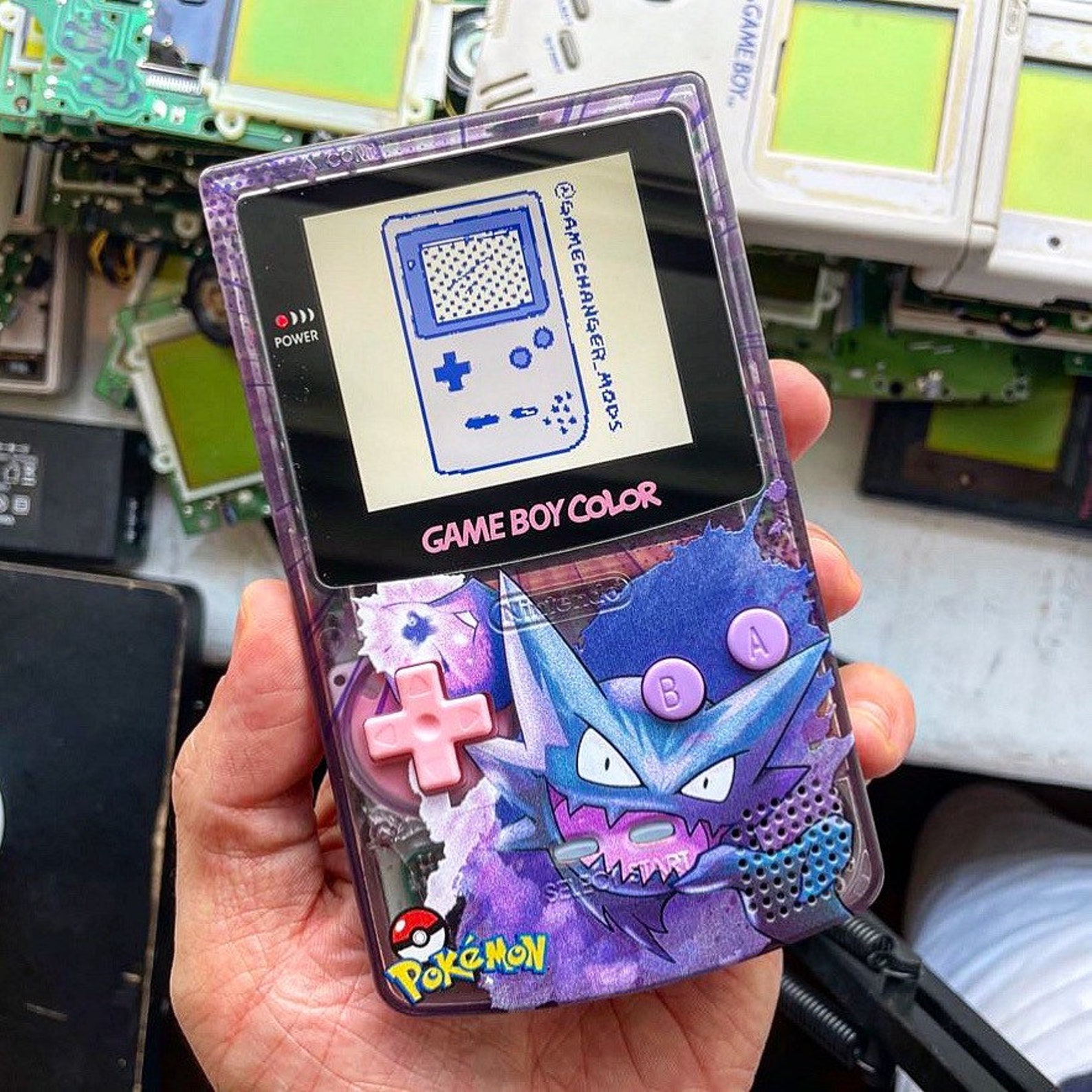 Custom BACKLIT Nintendo Gameboy Color HAUNTER and Free Game - Etsy