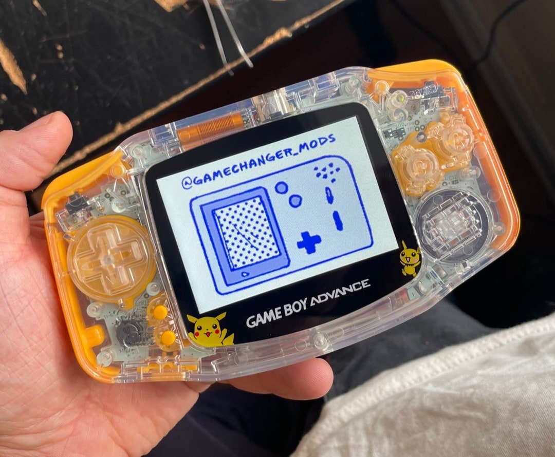 Custom Modded Gameboy Advance PIKACHU IPS Backlight With New Buttons ...