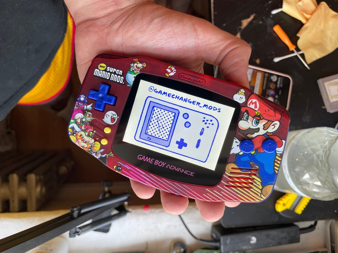 Custom MARIO IPS Modded Gameboy Advance Backlight With New Buttons ...