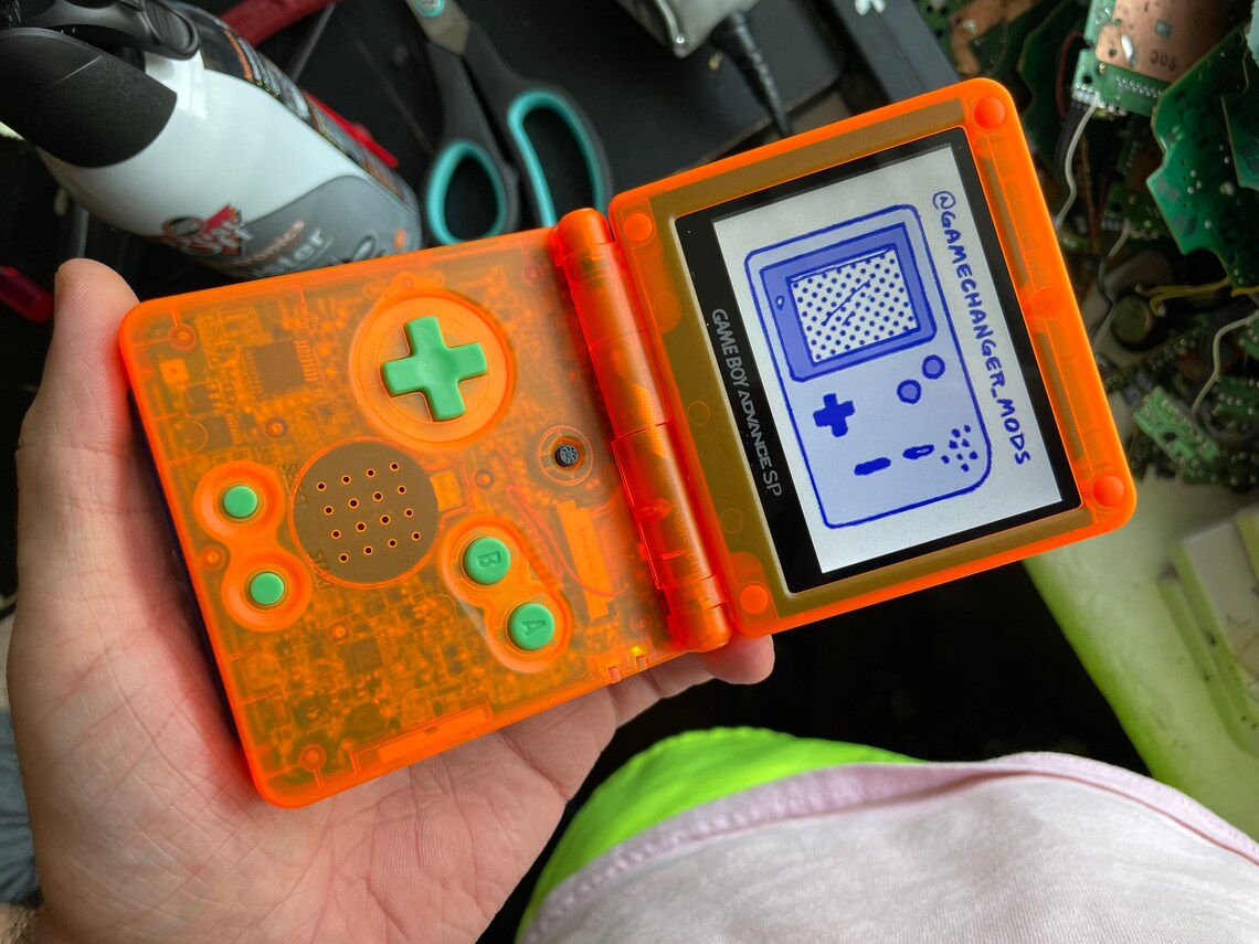 Custom GBASP IPS Modded Gameboy Advance SP - Backlit Screen With New ...