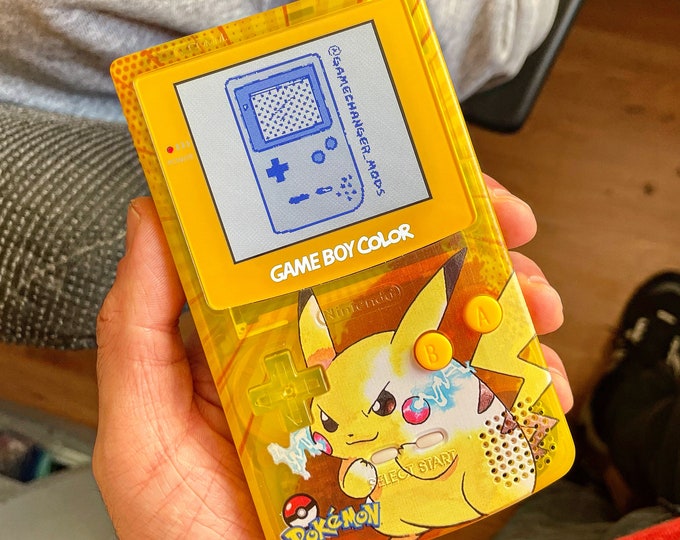 Custom BACKLIT Nintendo Gameboy Color PIKACHU and Free Game! With New ...