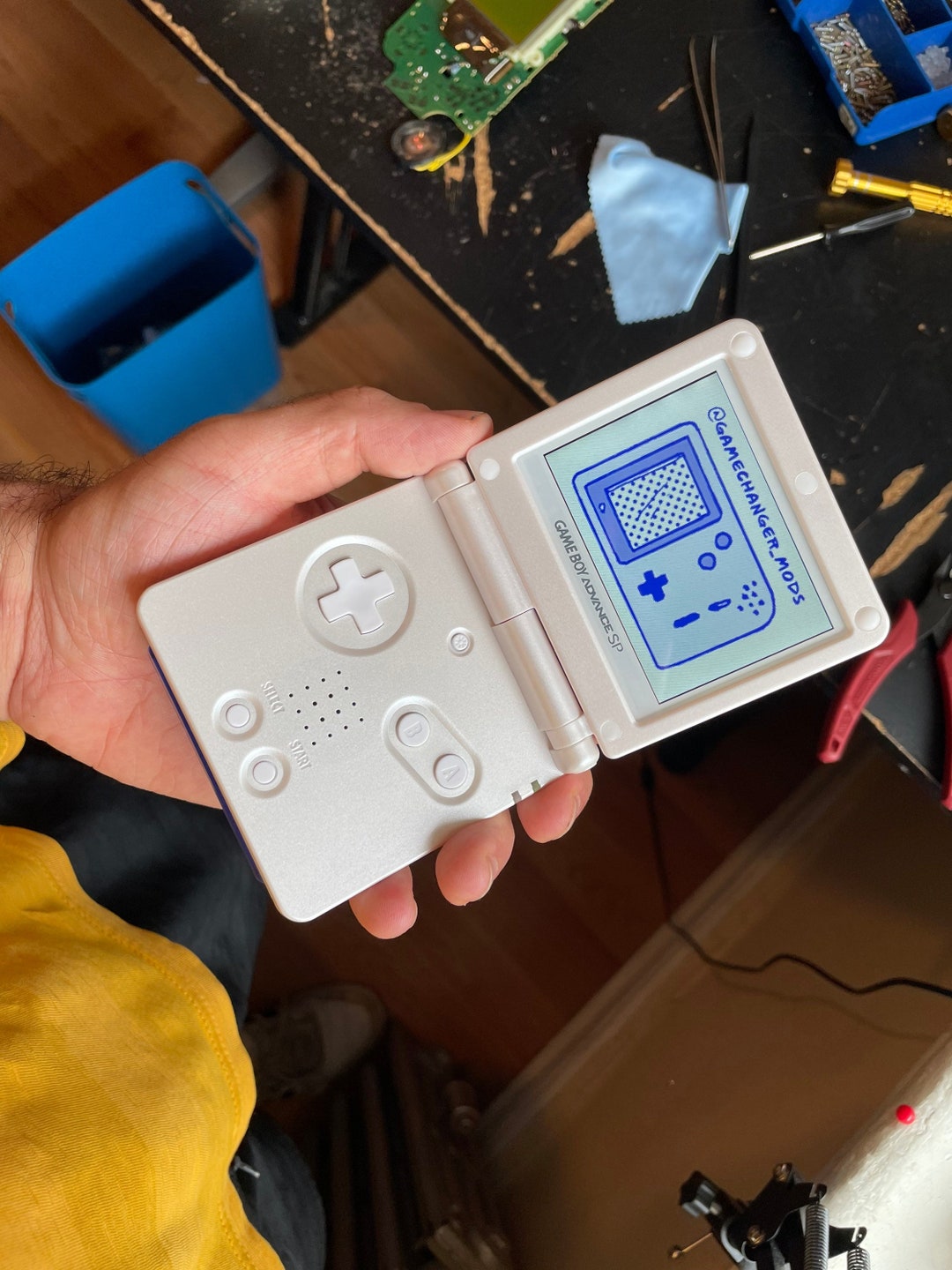 Custom GBASP IPS Modded Gameboy Advance SP - Backlit Screen With New ...