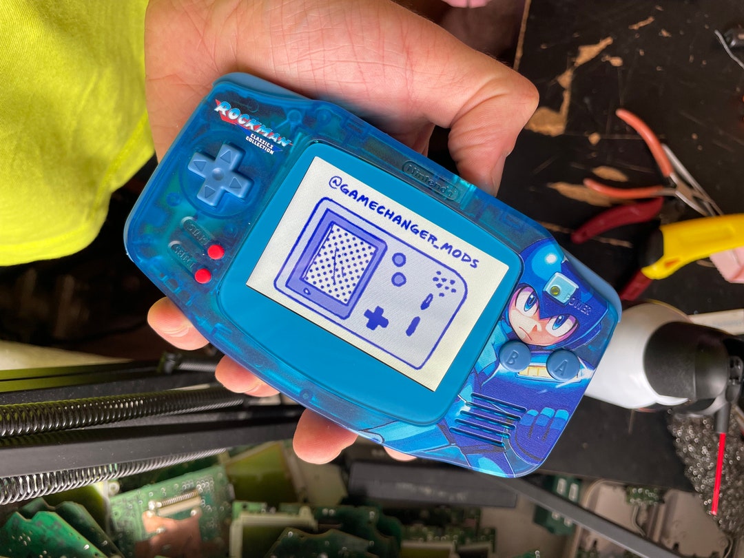 Custom MEGAMAN IPS Modded Gameboy Advance Backlight With New Buttons ...