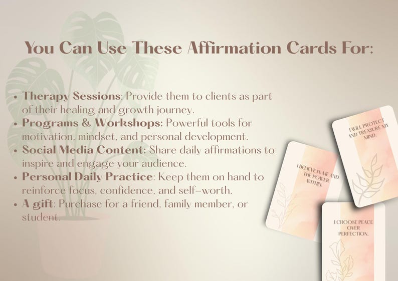 Self-worth Affirmation Cards, Printable, Self Worth Affirmation Deck ...