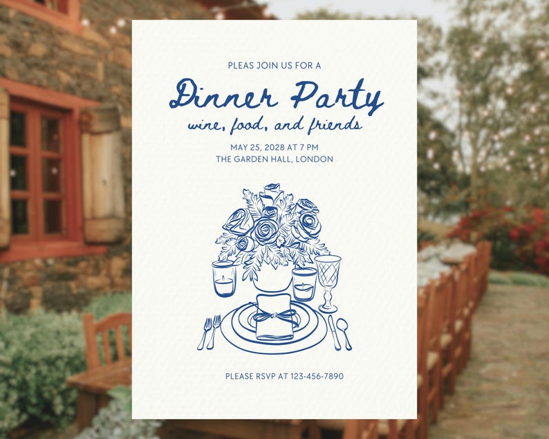 Hand Drawn Dinner Table Arrangement SVG PNG, Wedding Table Setting ...