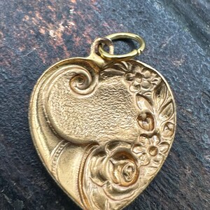 Vintage VICTORIAN FLORAL HEART Cornucopia Charm Pendant for Necklace ...