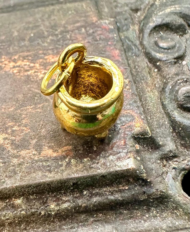 Witchy Antique Gold TINY WITCH CAULDRON Pot Charm Pendant for Necklace ...