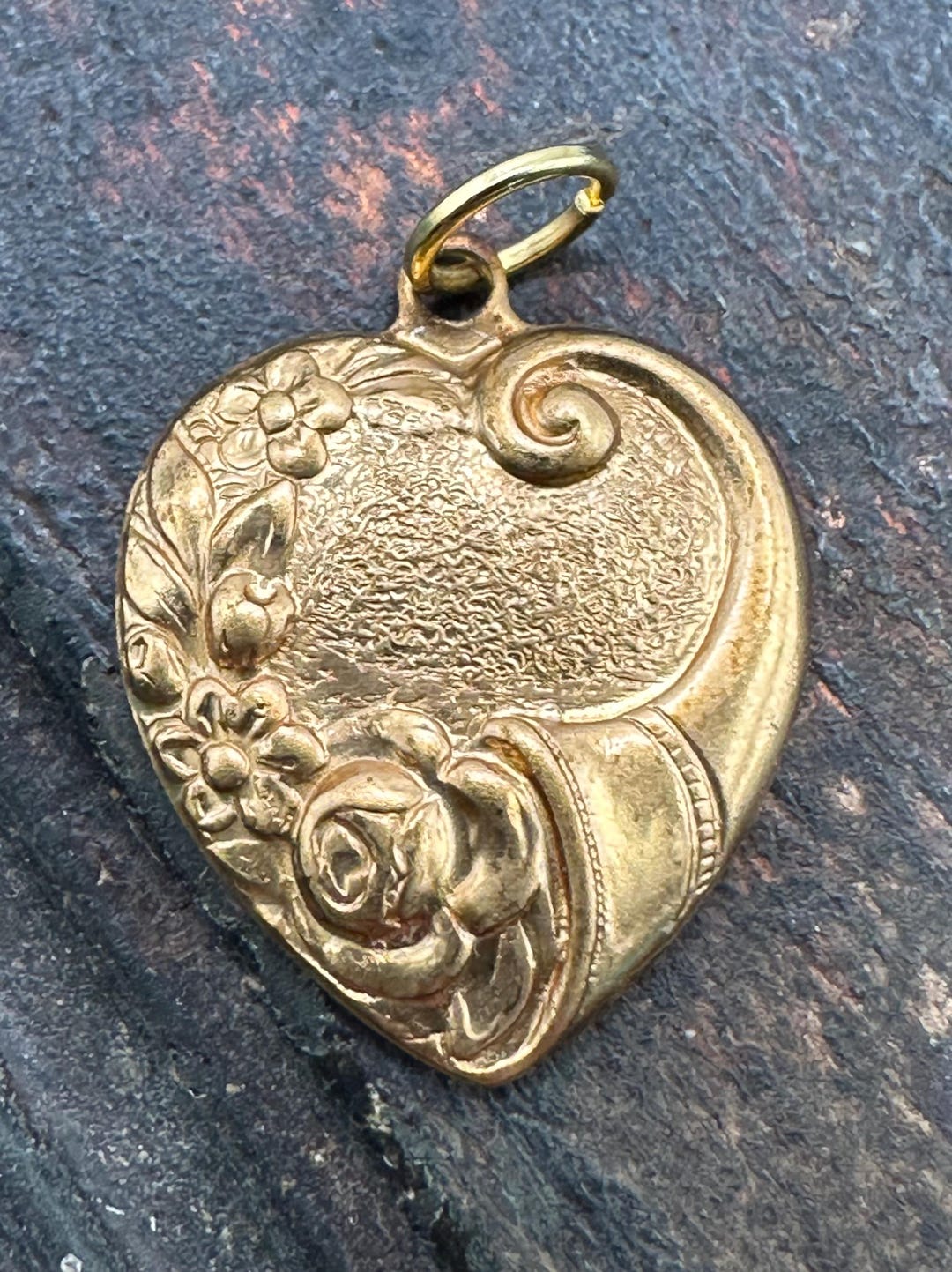 Vintage VICTORIAN FLORAL HEART Cornucopia Charm Pendant for Necklace ...