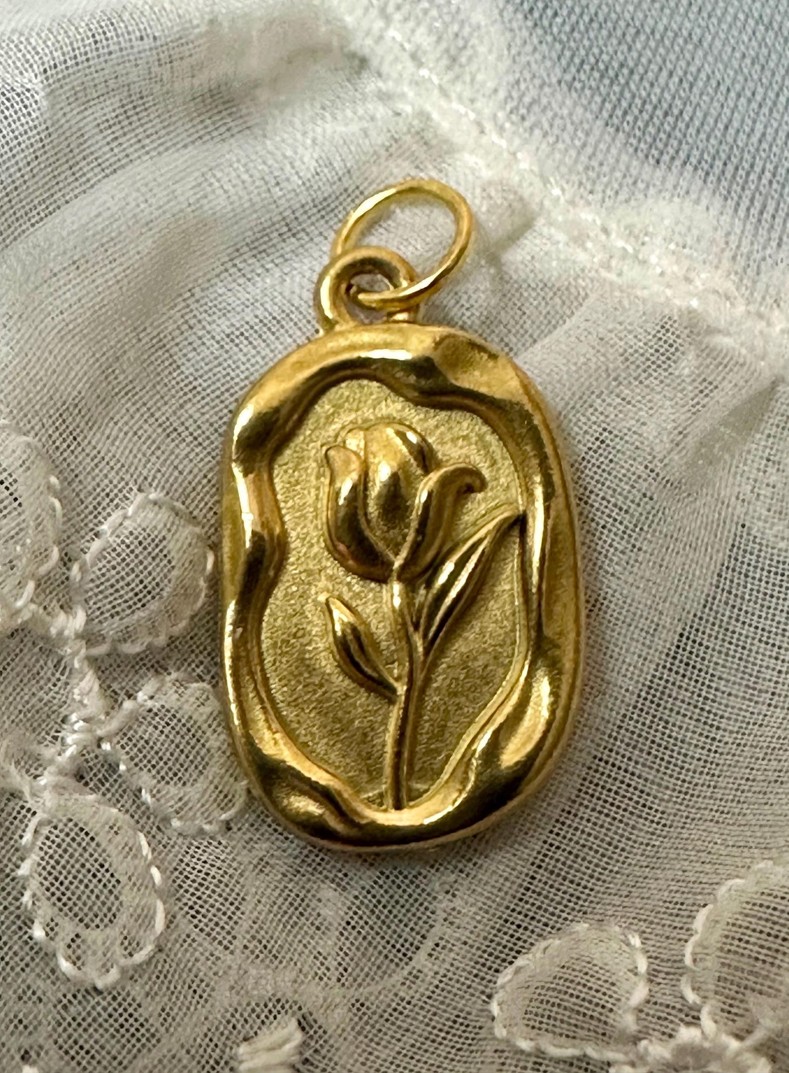 Vintage Victorian Style Gold Style Stainless Steel ROSEBUD FLOWER ...