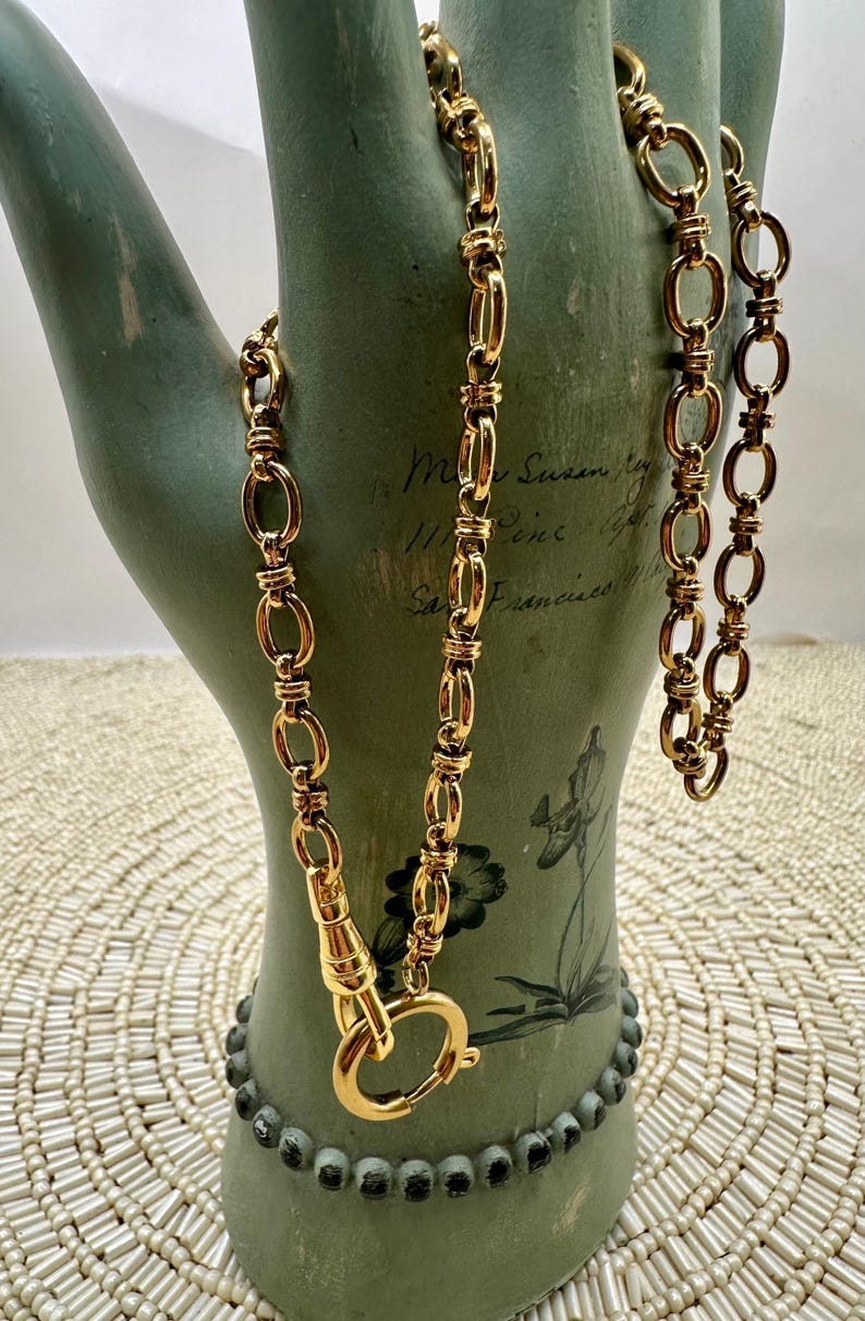 Vintage Victorian Style Stainless Steel CHARM HOLDER Necklace Spring ...