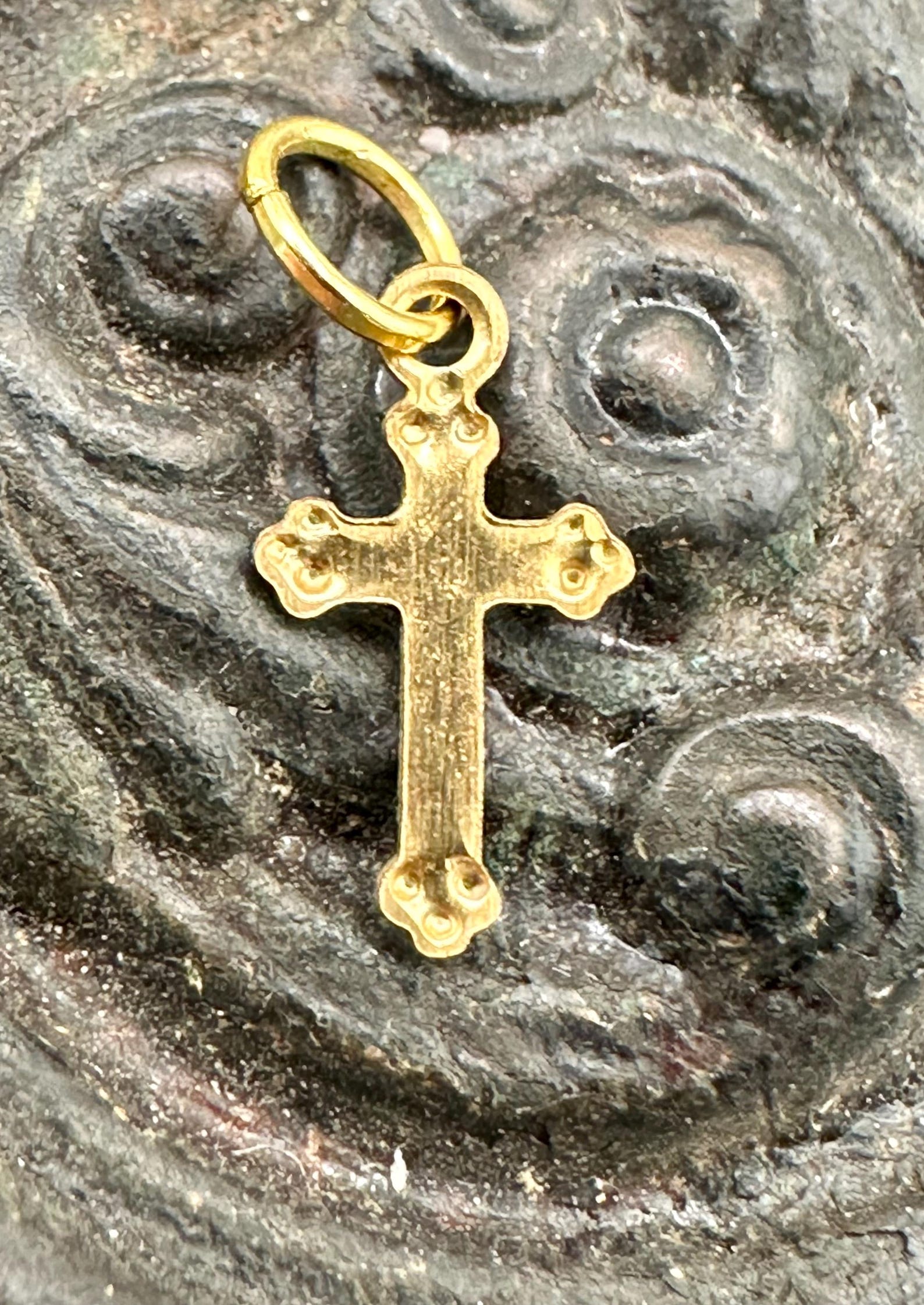 Vintage Raw Brass TINY CHRISTIAN CROSS Charm for Necklace Pendant Gold ...